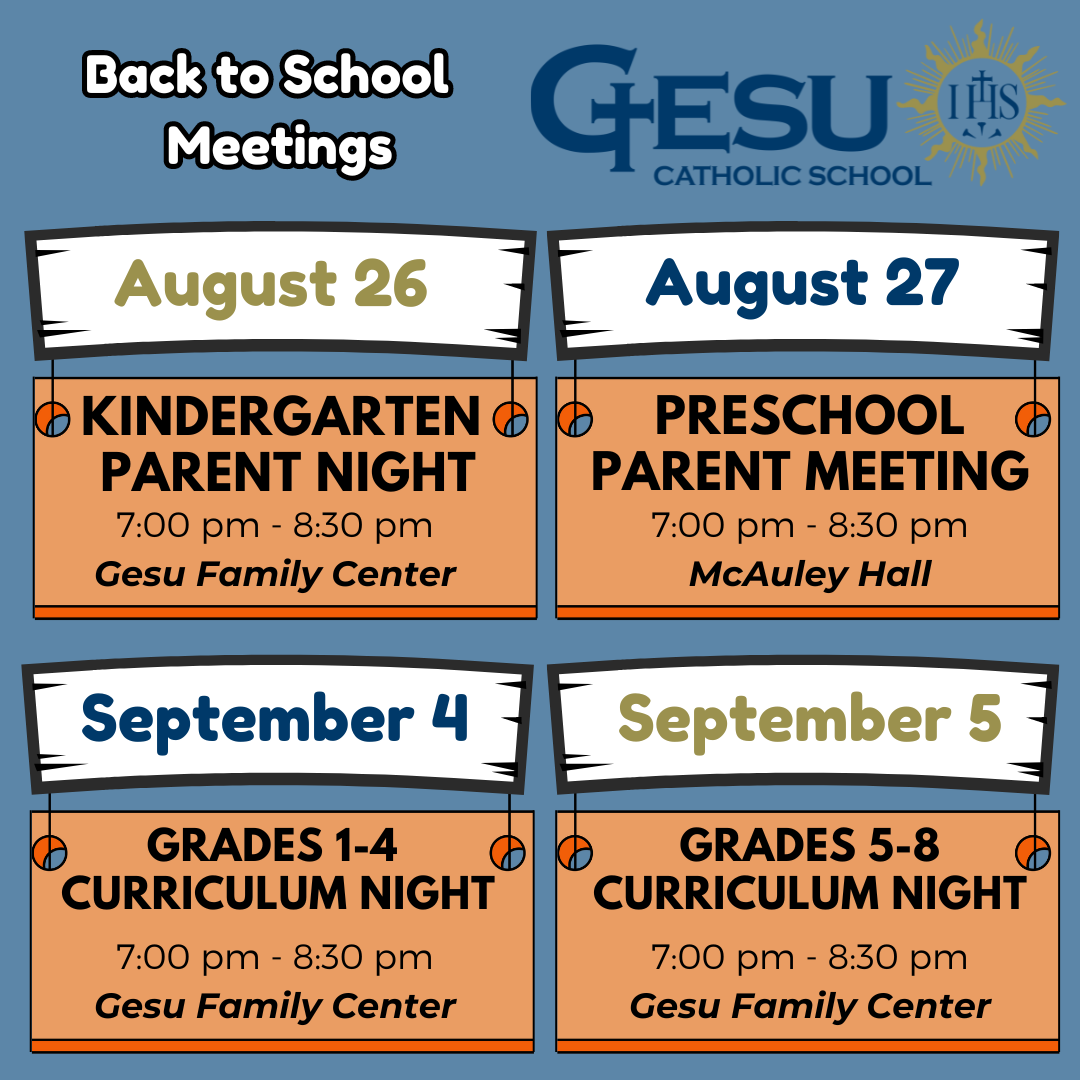 Back to School Parent Meetings – Gesu Catholic School